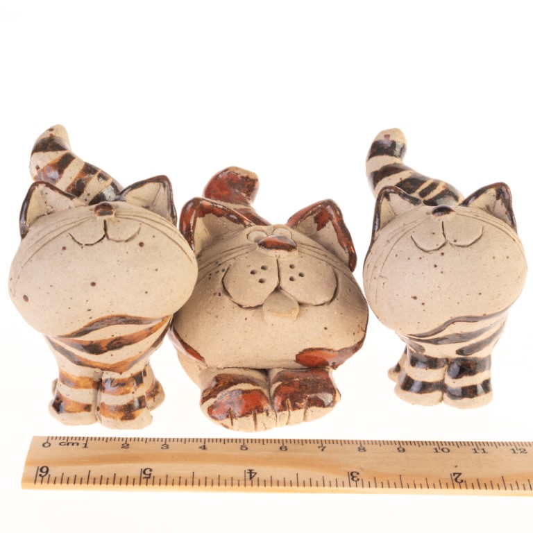 Three Studio Pottery Fat Cat Ceramic Figures - Antique Auctions America