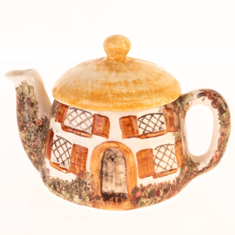 English Cottage House Ceramic Porcelain Teapot - Antique Auctions America