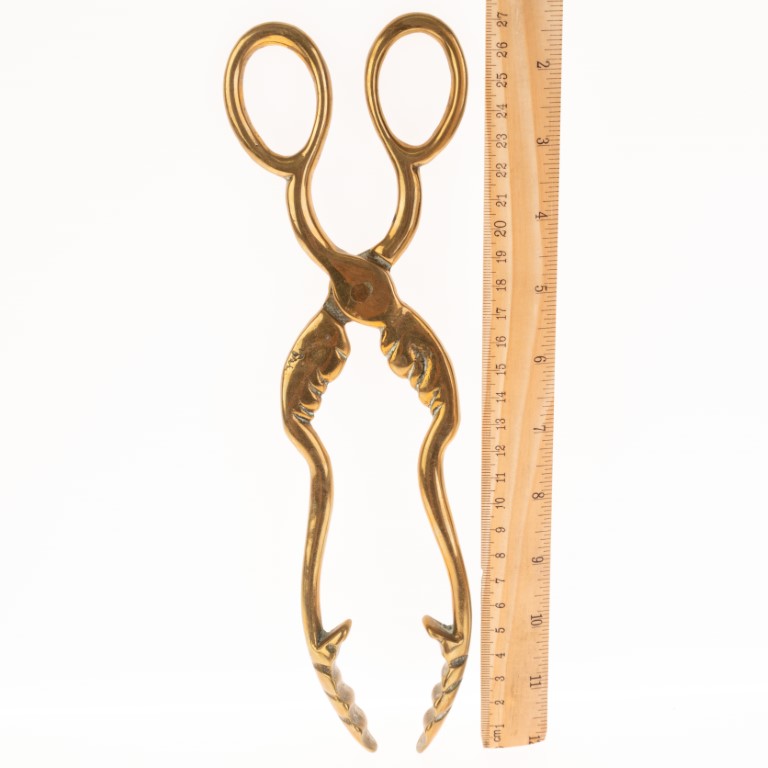 Antique Victorian Brass Coal Tongs - Antique Auctions America